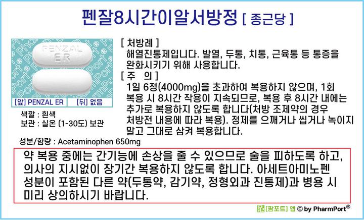 타이레놀 ER 서방정 650mg - 더파머시